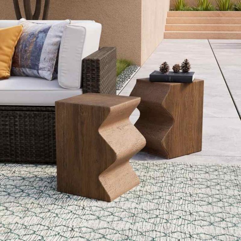 Concrete Side Table, Set of 2 Rectangular Outdoor Side Tables – warmgarden